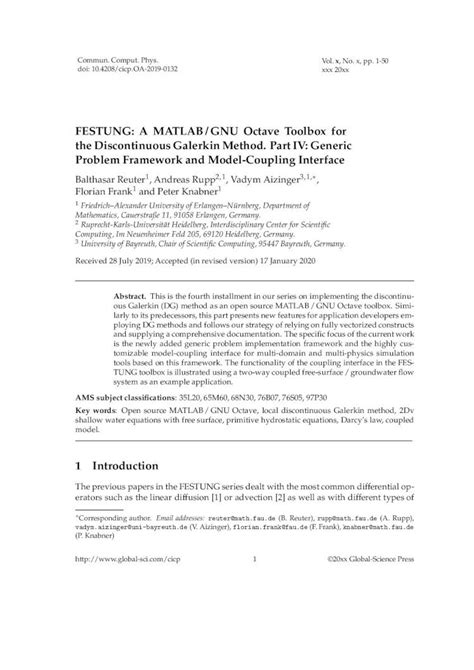 Pdf Festung A Matlabgnu Octave Toolbox For Festung A Matlabgnu