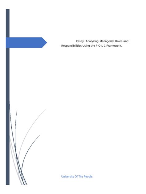 Analyzing Managerial Roles And Responsibilities Using The P O L C Framework Pdf