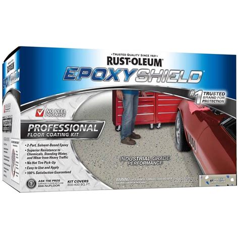 Rust Oleum Two Part Gray Semi Gloss Epoxy Garage Floor Coating Kit