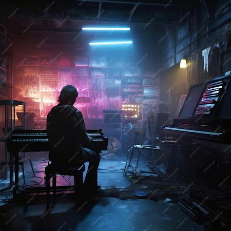 Premium Photo Scenes Of An Artist Performing The Music In A Dark