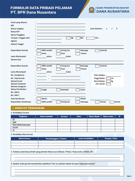 Bpr Danus Form Data Pelamar Pdf