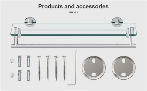 Kocok Glass Shelf For Bathroom20 Inch Stainless Steel