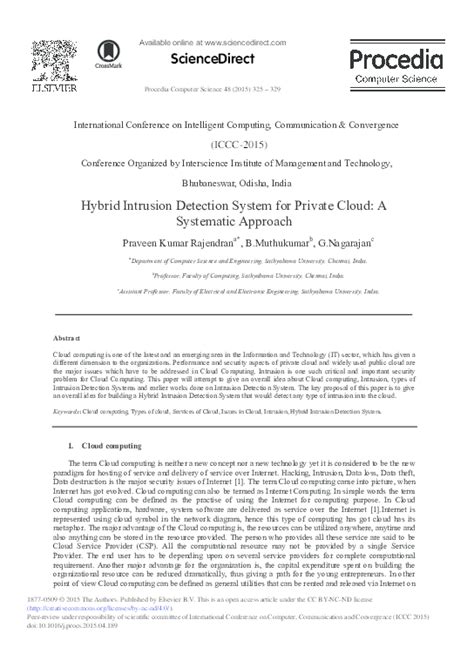 Pdf Hybrid Intrusion Detection System For Private Cloud A Systematic