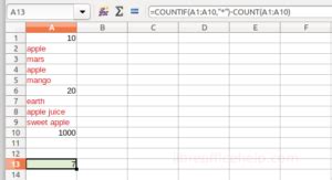 Count Cells With Strings And Numbers Using COUNTIF In LibreOffice Calc