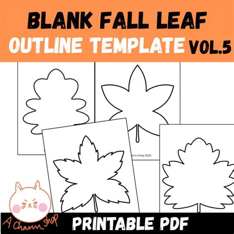 Blank Fall Leaf Outline Template Vol5 Autumn Craft Printable Fall