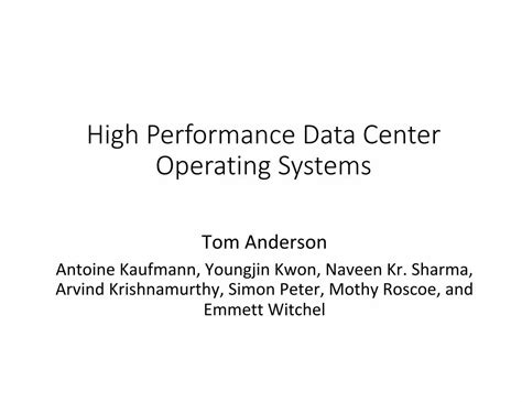 Pdf High Performance Data Center Operating Systems Dokumentips