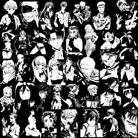 299 Anime Characters Mix Black And White Designs Bundle