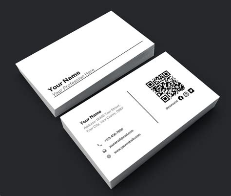 Business Card Template Qr Code Canva Editable Template Minimalist