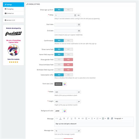 Module Prestashop Newsletter Popup Pro