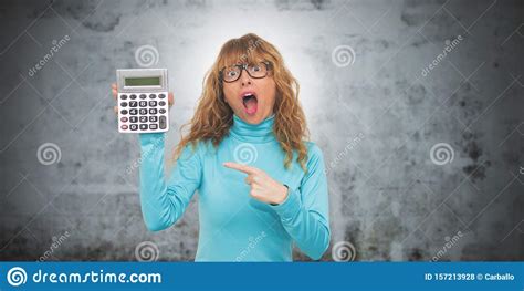 Adult Woman With Calculator Stock Photo Image Of Female Finances