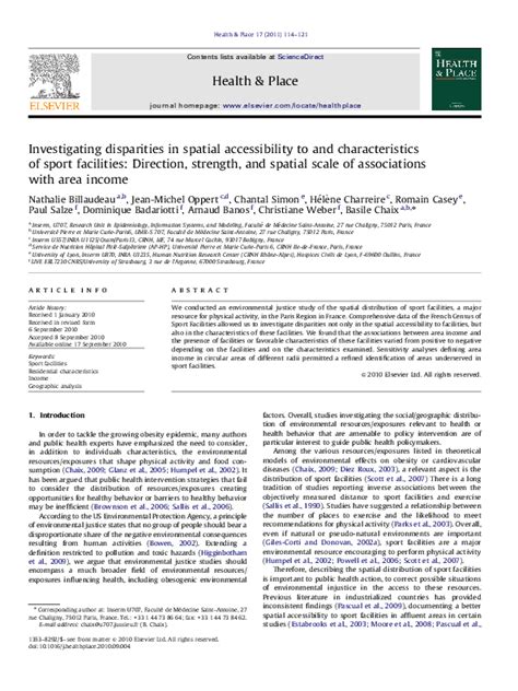 Pdf Investigating Disparities In Spatial Accessibility To And Characteristics Of Sport