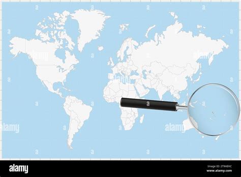 magnifying glass showing a map of vanuatu on a world map vanuatu flag