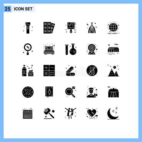 Stock Vector Icon Pack Of 25 Line Signs And Symbols For Data Mosque Tablet Month Color Stock