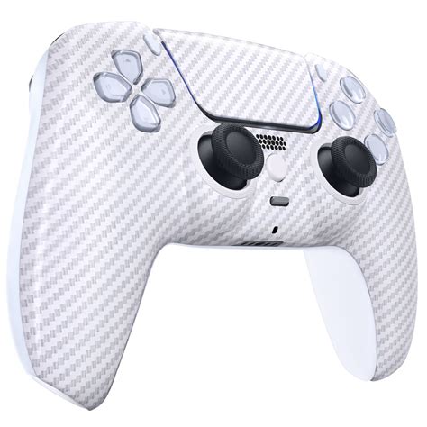 Extremerate Luna Redesigned White Silver Carbon Fiber Front Shell Touchpad Compatible With Ps5