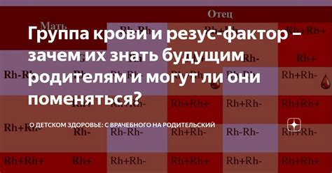 Группа крови и резус фактор зачем их знать будущим родителям и могут ли они поменяться О