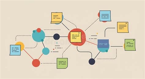 Colorful Mind Map With Various Interconnected Nodes On A Beige Background Stock Illustration