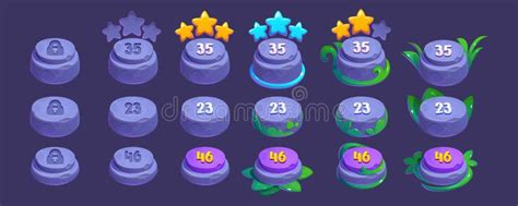 Game Ui Interface Indicator Select Level Cartoon Stock Vector