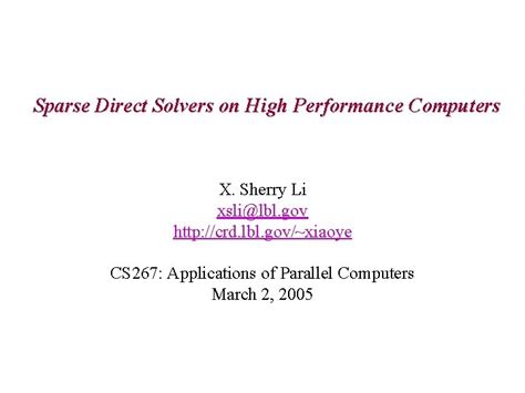 sparse direct solvers on high performance computers x