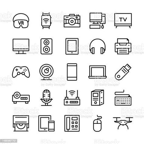 전자 및 장치의 벡터 그림 그래픽입니다 편집 가능한 획 크기 간단한 격리 아이콘입니다 기호 기호 요소 아이콘 세트 Brand