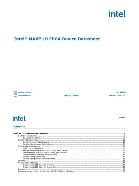 Intel® Max® 10 Fpga Device Datasheet Pdf