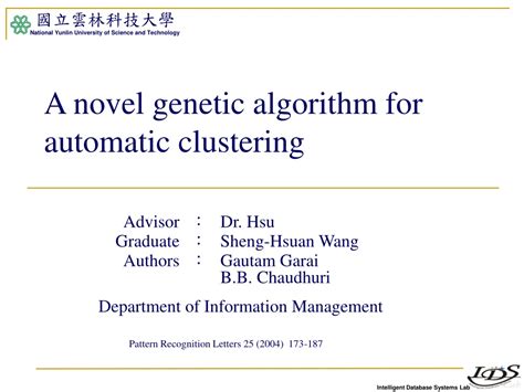 Ppt Genetic Algorithm For Automatic Clustering A Novel Approach