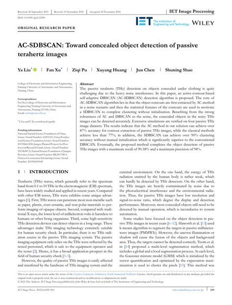 Pdf Ac‐sdbscan Toward Concealed Object Detection Of Passive