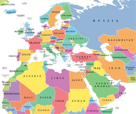 Middle East Political Map Stock Vector Illustration Of Western 94612969