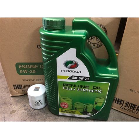 Fully Synthetic Perodua Bezza 0w20 Engine Oil Free Oil Filter 4 Liters Shopee Malaysia