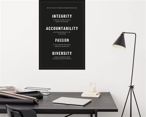 Personalized Core Values Wall Art Print Poster Motivational Quote Inspirational Print