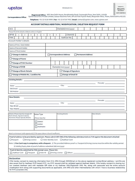 Account Modification Form Pdf Identity Document Applications Of Cryptography