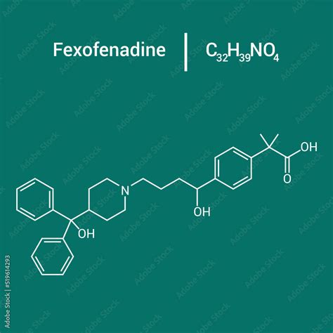 Chemical Structure Of Fexofenadine C32h39no4 Stock Vector Adobe Stock