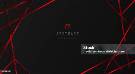블랙 메탈릭 사이버 기하학적 배경 디자인의 추상적인 다이나믹 레드 네온 라이트 라인 현대 기술 미래 어두운 배경 배너 커버 웹