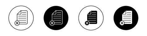 Delete Document Icon Set Cancel Or Remove File Vector Symbol Decline