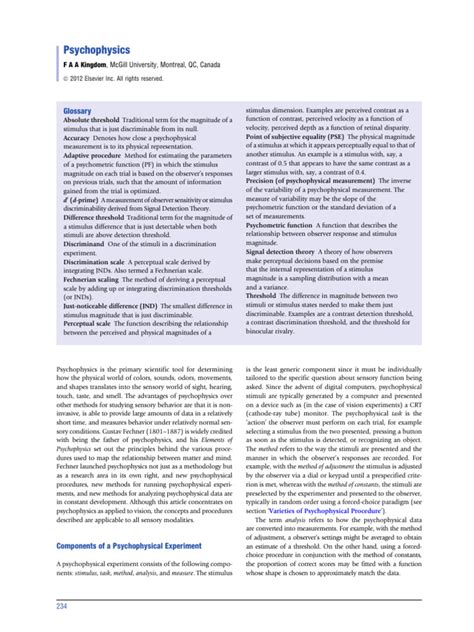 Psychophysics Pdf Psychophysics Perception