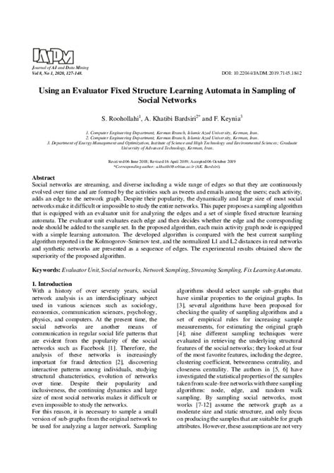 Pdf Using An Evaluator Fixed Structure Learning Automata In Sampling Of Social Networks