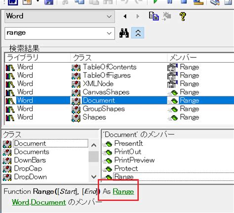 Word Vbaのrangeはオブジェクトとプロパティとメソッドワードマクロ・word Vbaの使い方wordrangeオブジェクト