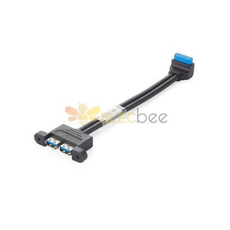 Up Angled 90 Degree 20 Pin Male To Dual Usb 30 A Female Panel Mount