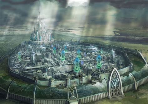 Safebooru Absurdres Castle City Clouds Cloudy Sky Concept Art Final