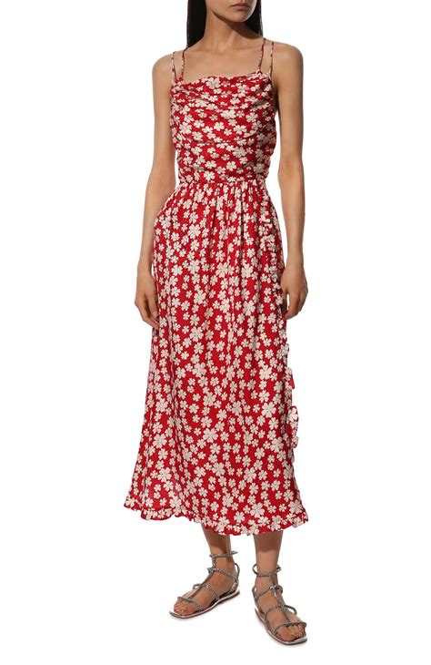 Женское красное шелковое платье Miu Miu купить в интернет магазине ЦУМ арт Mf4509 10ld F057s