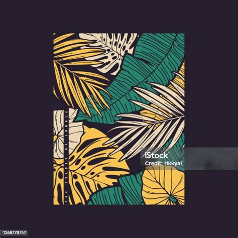 벡터 핸드 그린 열대 일러스트레이션 티셔츠 프린트 포스터 커버 디자인 T 셔츠에 대한 스톡 벡터 아트 및 기타 이미지 T