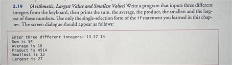 Solved 219 Arithmetic Largest Value And Smallest Value