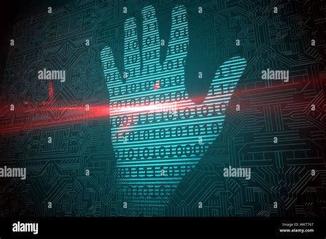 Digital Security Hand Print Scan With Binary Code Stock Photo Alamy