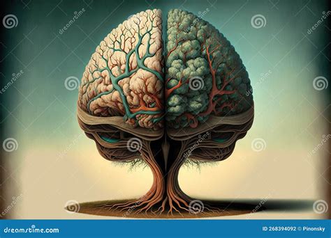 Tree Of Knowledge Concept Of The Human Brain As A Tree Generative AI Stock Illustration