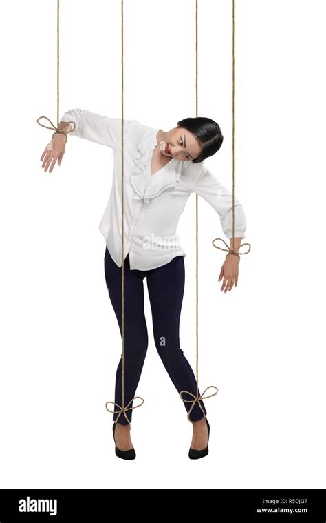 Asian Business Woman Have String Attached To Her Body Stock Photo Alamy