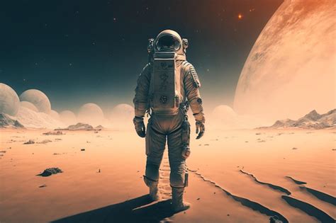 Premium Ai Image Generative Ai Astronaut Exploring Planet Watching Outer Space