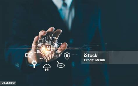 Ai 기술 및 기계 학습 인공 지능 Ai 기술 스마트 로봇을 사용하는 사업가 혁신 미래 지향적 디지털 기술 전환 Ai 봇과 채팅 가상현실에 대한 스톡 사진 및 기타 이미지