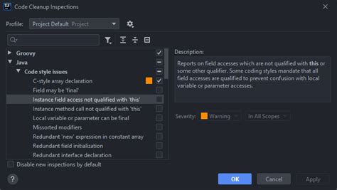 Add This To Member Variablesmethods In Intellij Idea Stack Overflow