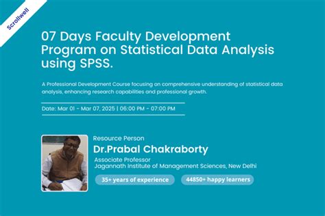 07 Days Fdp On Data Analysis Using Spss Scrollwell