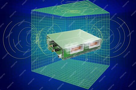 에어컨 청사진 3d 렌더링의 슬림 덕트 천장 장치 실내 장치의 시각화 3d Cad 모델 프리미엄 사진