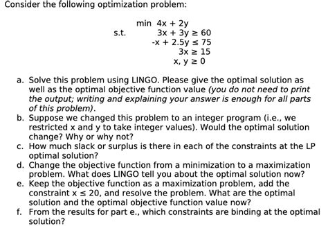 Solved Consider the following optimization problem: | Chegg.com